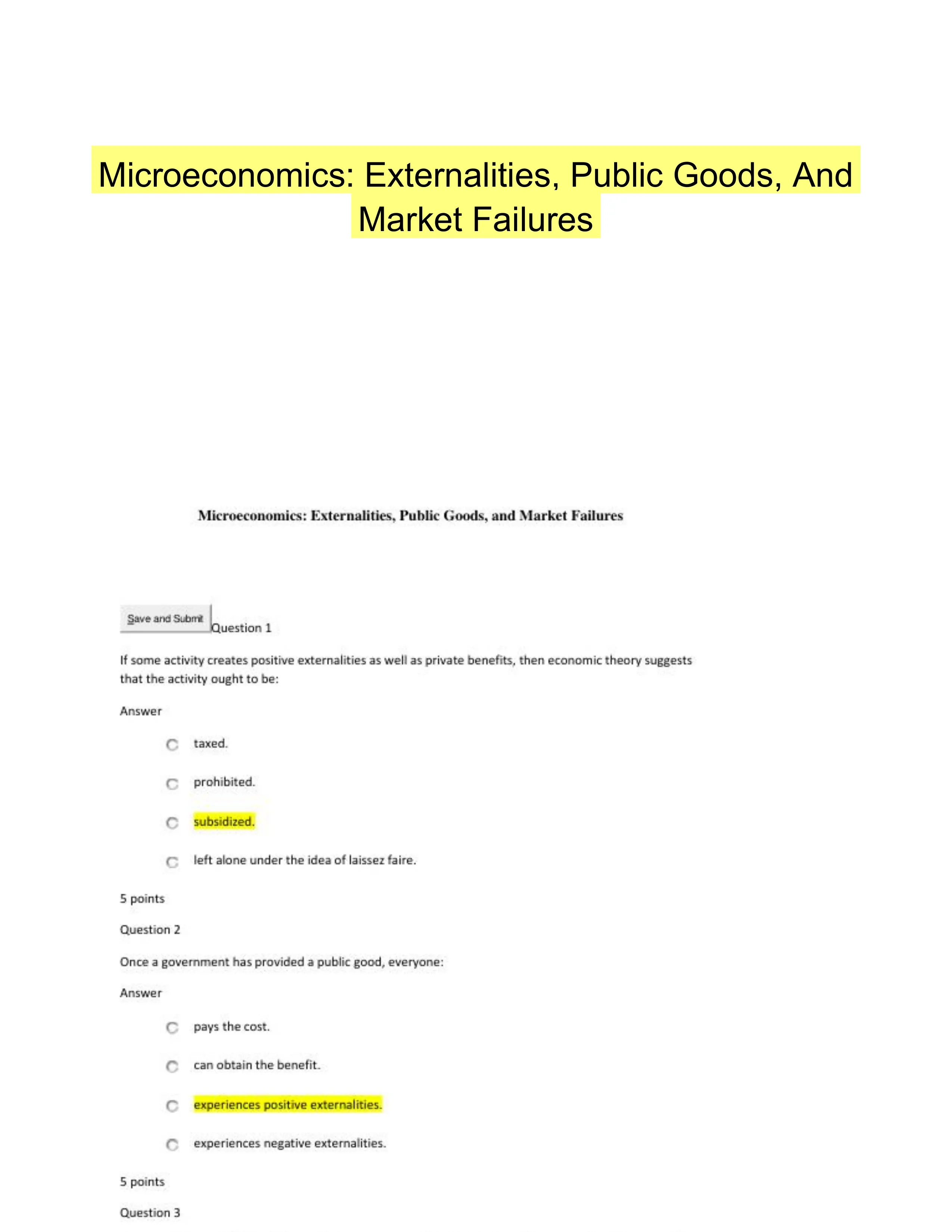 Microeconomics: Externalities, Public Goods, And Market Failures ...