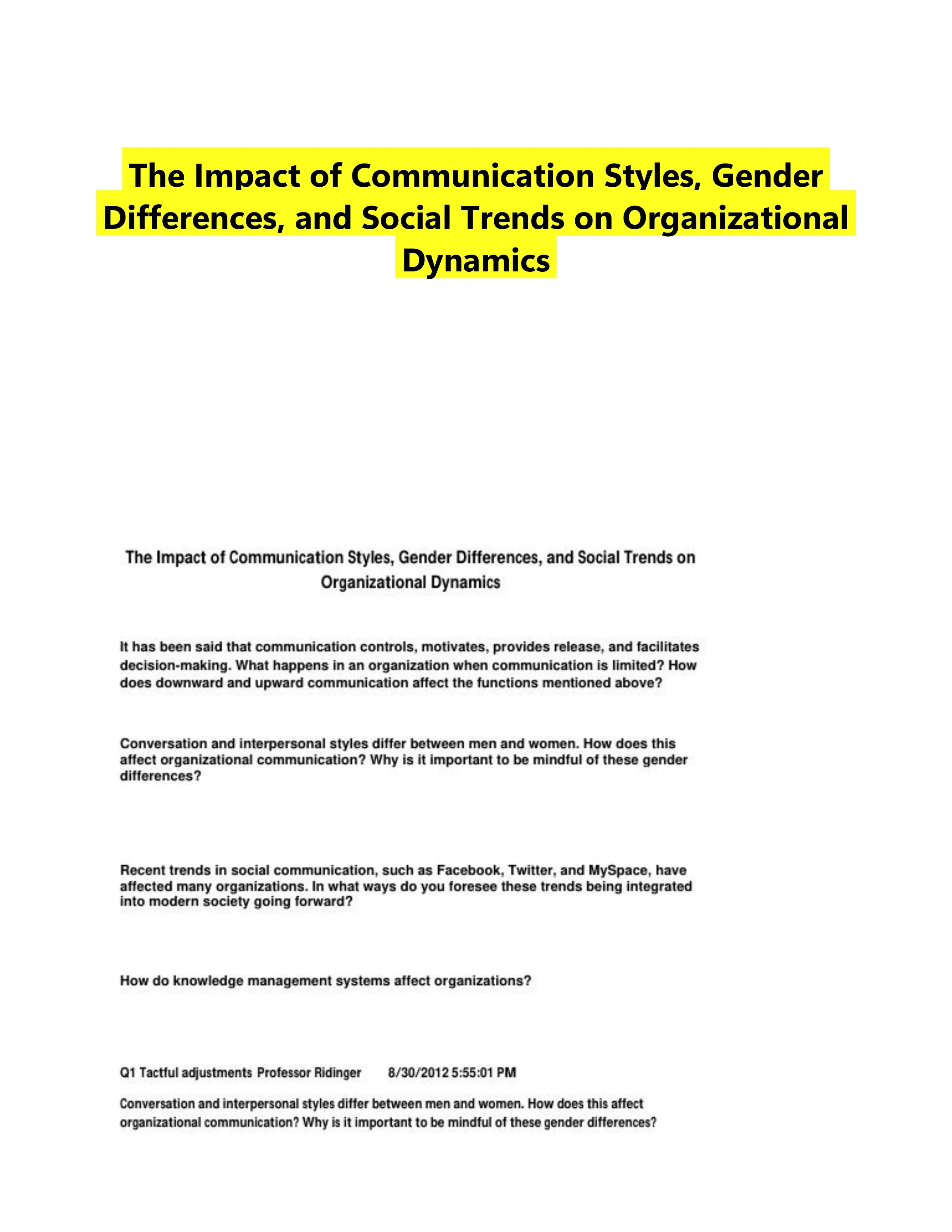 The Impact of Communication Styles, Gender Differences, and Social ...