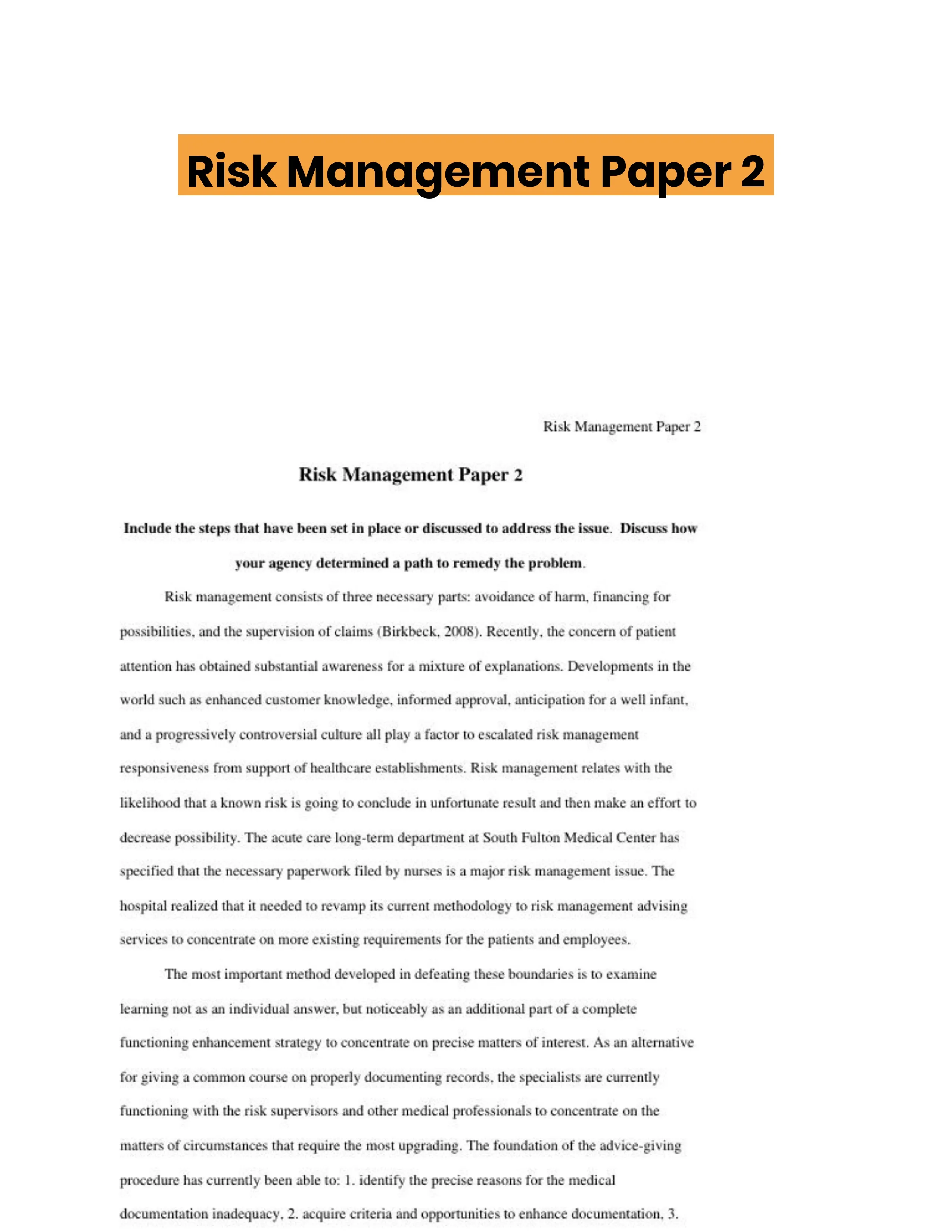 Risk Management Paper 2 - Solved Assignments | Business Management | CramX