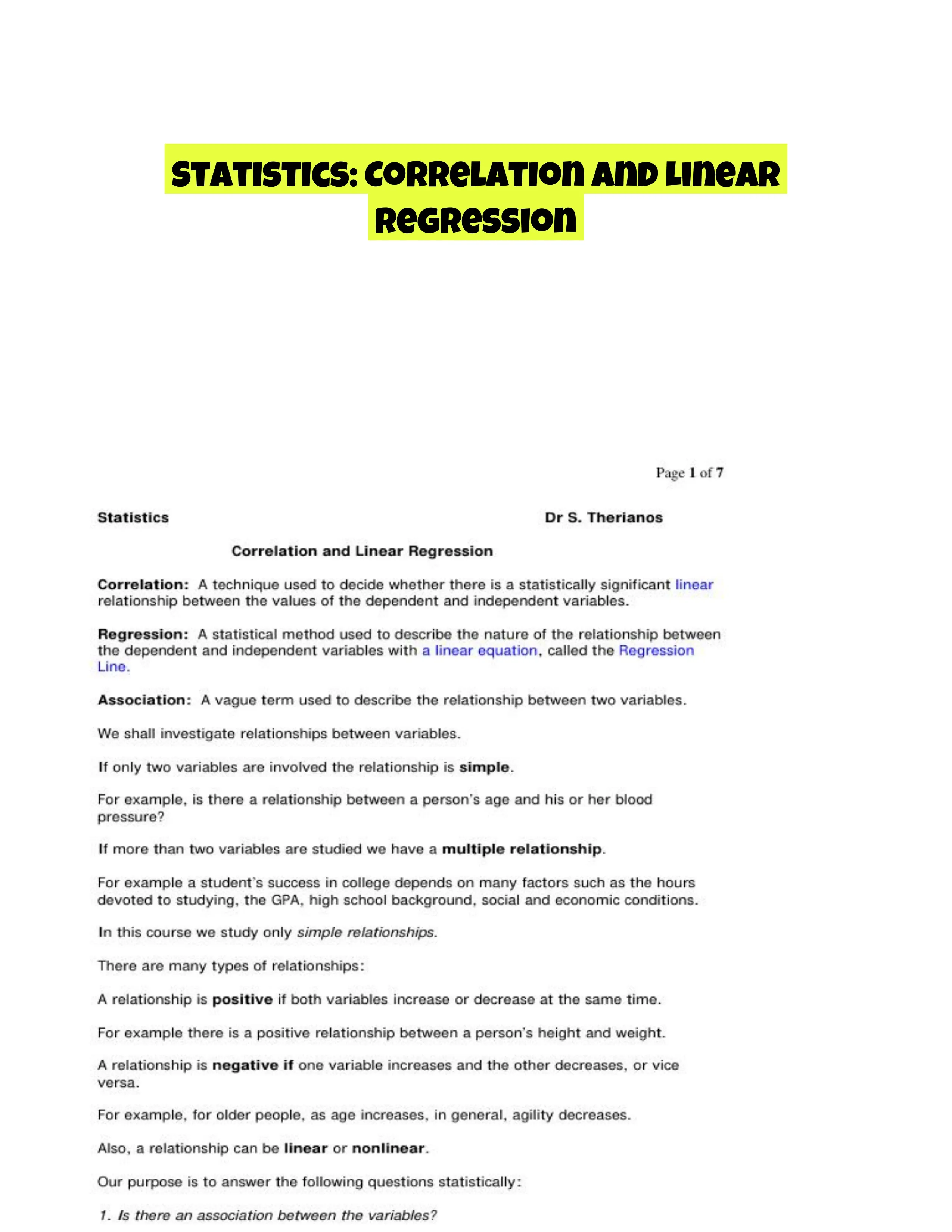 Statistics Correlation And Linear Regression Solved Assignments 3655