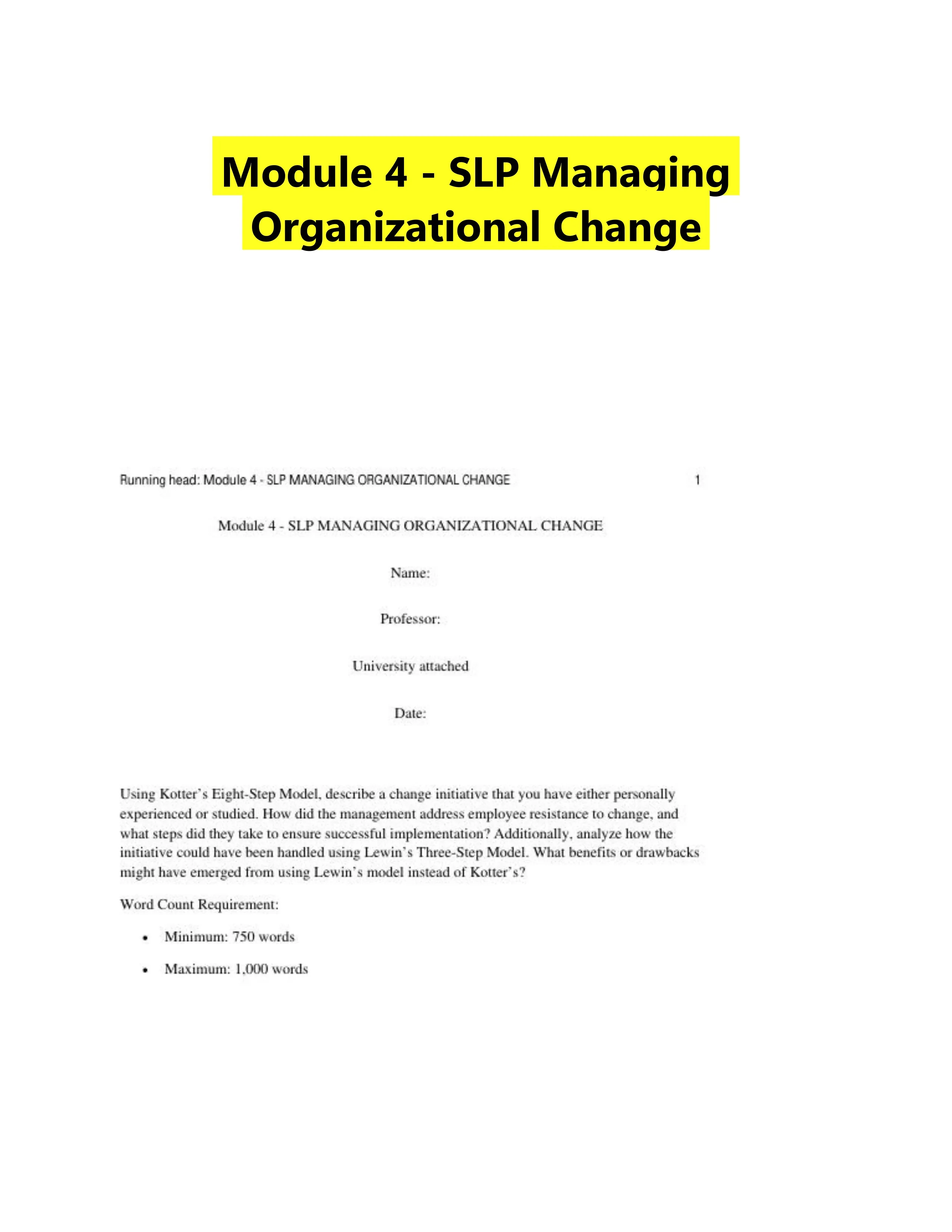 Module 4 - SLP Managing Organizational Change - Solved Assignments ...