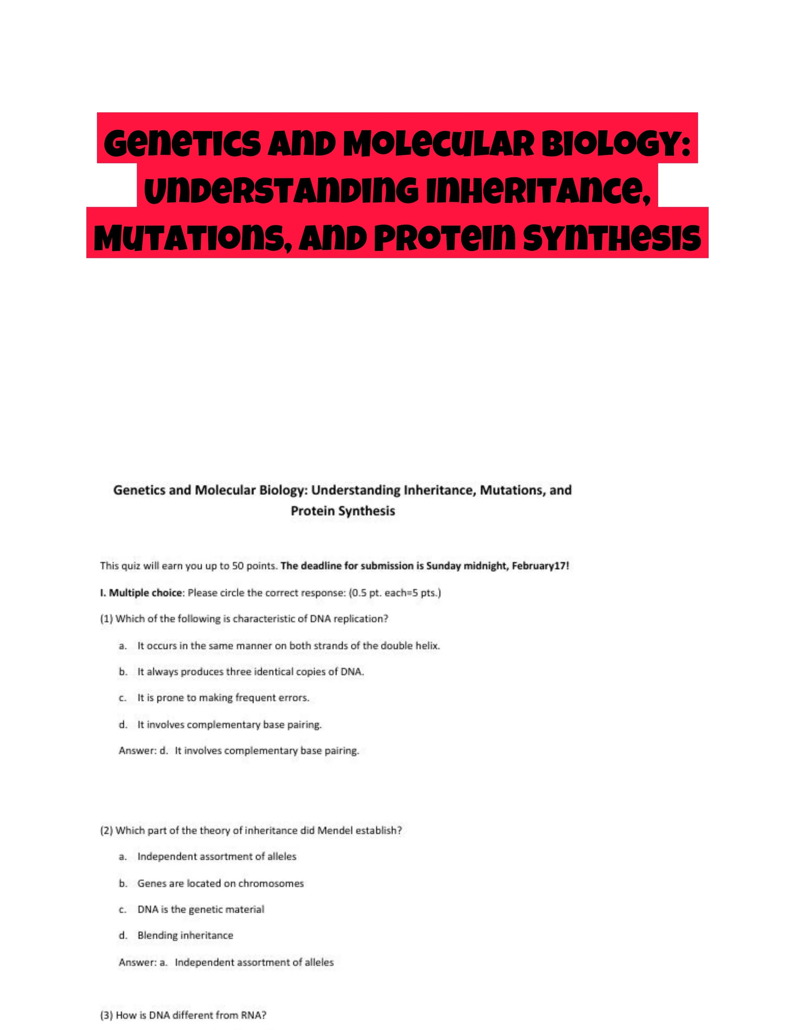 Genetics and Molecular Biology: Understanding Inheritance, Mutations ...